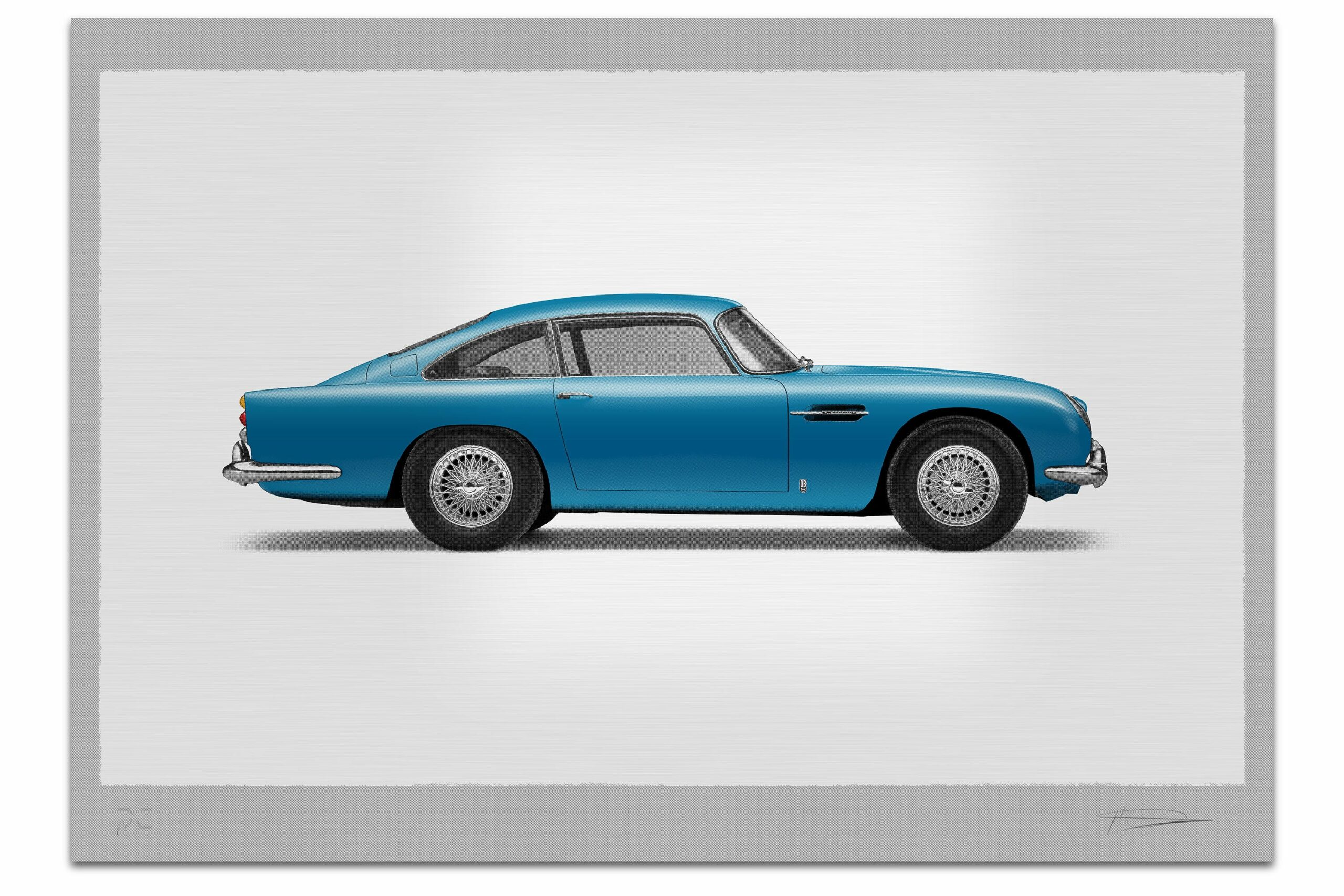 Aston Martin DB5 Vantage - 150cm Half Tone Flat Bed Print - Side View | Edition in Sierra Blue ...